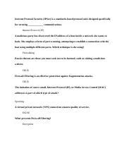 Internet Protocol Security Docx Internet Protocol Security IPSec Is A Standards Based Protocol