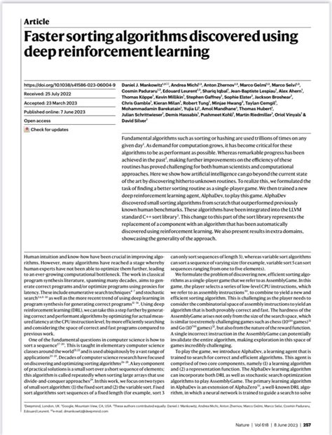 Martin Ciupa On Linkedin Title Faster Sorting Algorithms Discovered Using Deep Reinforcement