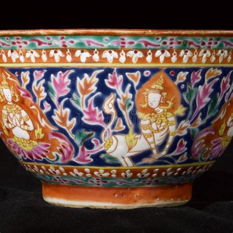 Glass Tile Thai Pattern Black Background Stock Illustration