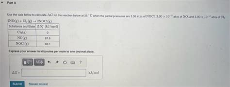 Solved Use The Data Below To Calculate G For The Reaction Chegg
