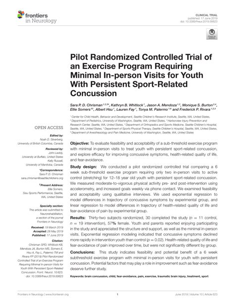 Pdf Pilot Randomized Controlled Trial Of An Exercise Program Requiring Minimal In Person
