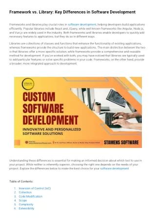 PPT Framework Vs Library Key Differences In Software Development PowerPoint Presentation ID