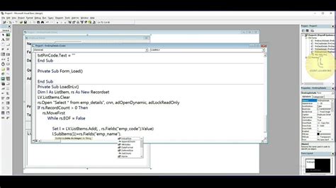 Visual Basic 6 0 Payroll Project Frmempdetails Load Data In Listview Codelearning Youtube