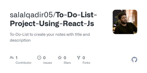 GitHub Salalqadir To Do List Project Using React Js To Do List To