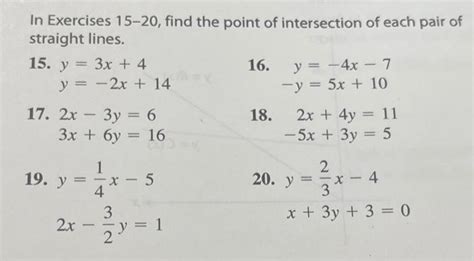 Solved In Exercises 15 20 Find The Point Of Intersection Of Worksheets Library