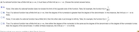 Solved D If A Rational Function Has A Finite Limit As X→oo