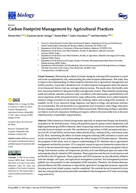 Pdf Carbon Footprint Management By Agricultural Practices