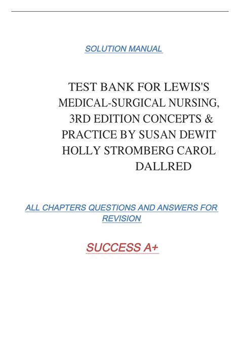 test bank for lewis s medical surgical nursing 3rd edition concepts and practice by nursing
