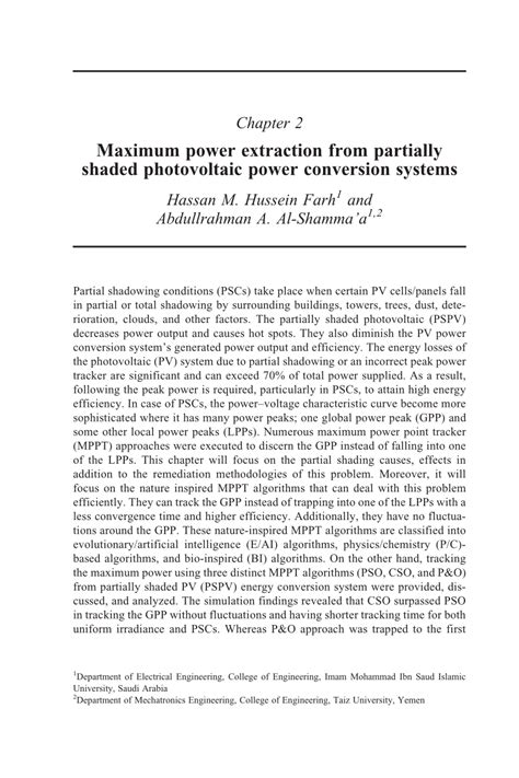 Pdf Maximum Power Extraction From Partially Shaded Photovoltaic Power
