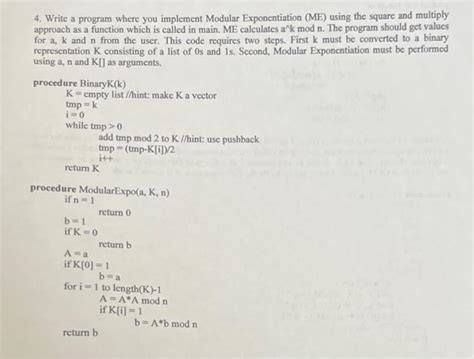 Solved Write A Program Where You Implement Modular Chegg