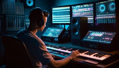 Premium Photo One Skilled Sound Engineer Mixing Music In Illuminated