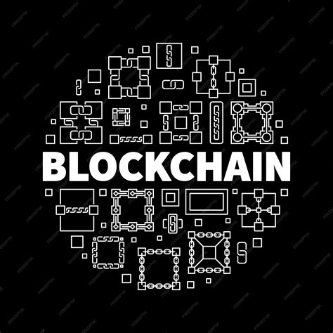 premium vector blockchain technology vector round outline illustration