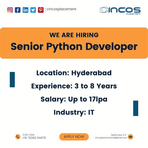 Cincos Placement Services On Linkedin Seniorpythondeveloper