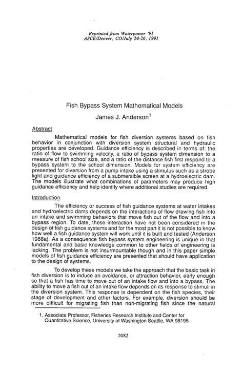 Pdf Fish Bypass System Mathematical Models Pdf Fish Bypass System Mathematical Models