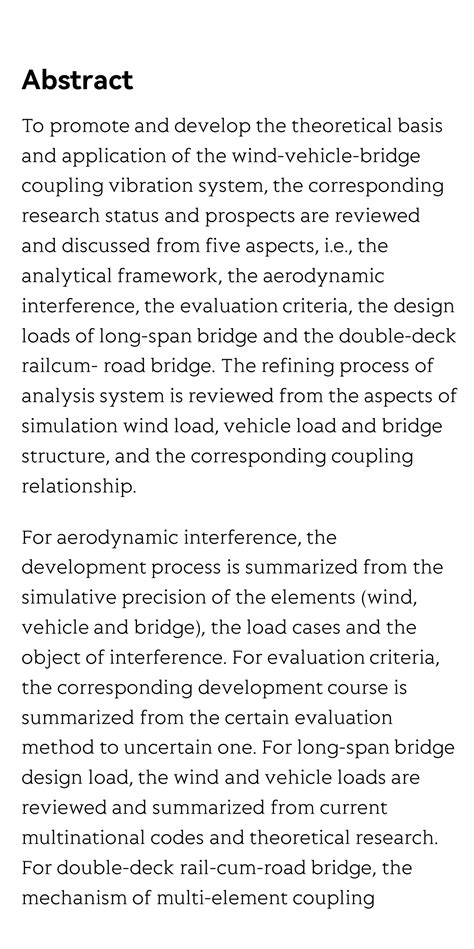 Hot Paper Research Status And Prospect Of Wind Vehicle Bridge Coupling Vibration System