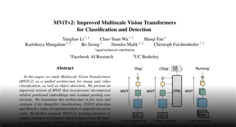 Paper Page Mvitv2 Improved Multiscale Vision Transformers For Classification And Detection