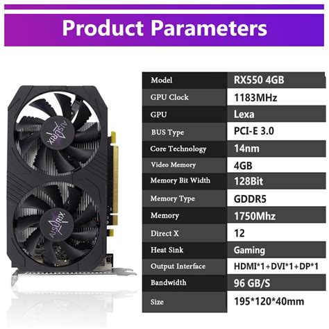 Jual Aisurix Amd Rx 550 4gb Ddr5 128bit Graphics Card Dual Fans Gpu Radeon Rx550 4g D5 Vga Card