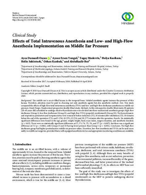Pdf Effects Of Total Intravenous Anesthesia And Low And High Flow