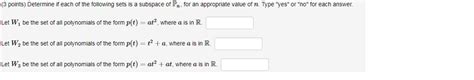 solved 3 points determine if each of the following sets is