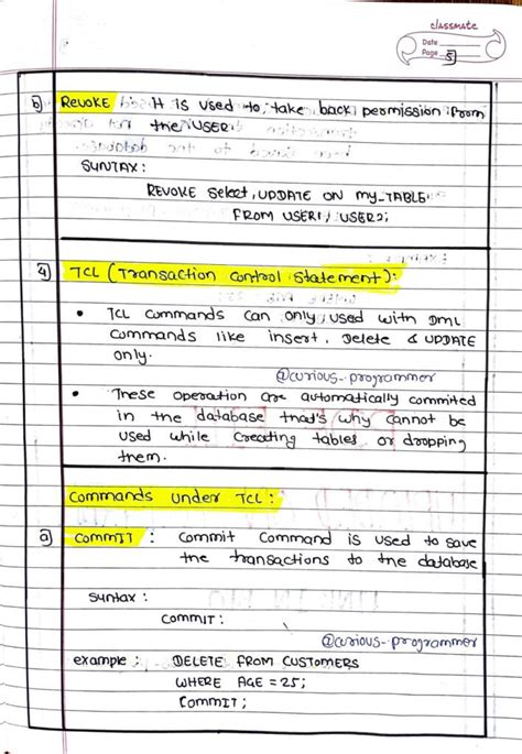 SQL Commands Handwritten PDF A Personalized Guide To Mastering