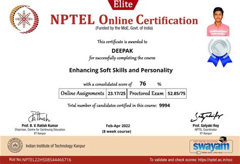 Deepak P On Linkedin Nptel Certificate Iit Iitkanpur