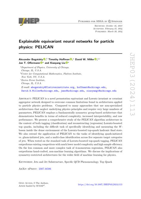 Pdf Explainable Equivariant Neural Networks For Particle Physics Pelican