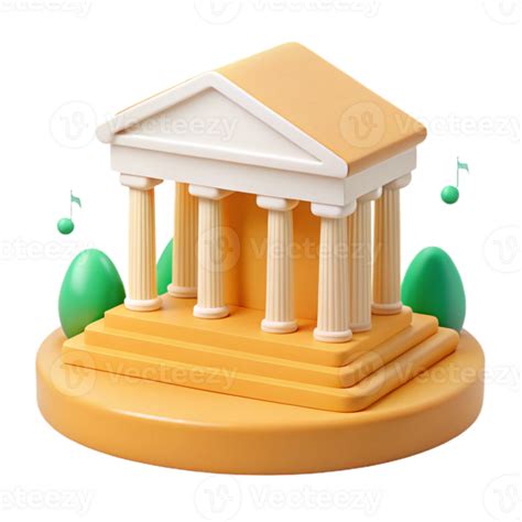 Classical Building With Columns And Steps 3d Render 52570509 Png