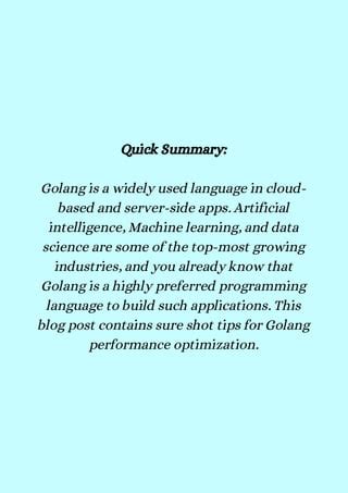 Ultimate Golang Performance Optimization Guide PDF