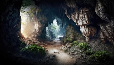 Premium Ai Image Karst Trails Showcasing Unique Limestone Formations And Underground Caves