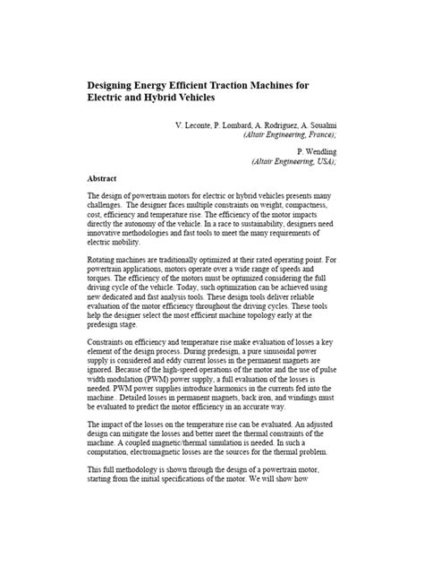 Designing Energy Efficient Traction Machines For Electric And Hybrid