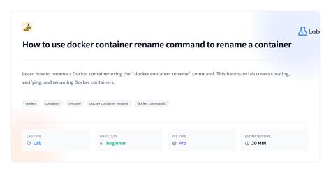 How To Use Docker Container Rename Command To Rename A Container Labex