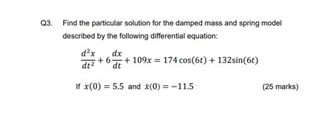 Find The Particular Solution For The Damped Mass And