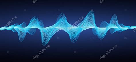 Abstract Blue Sound Waves Effect Wavy Lines — Stock Vector