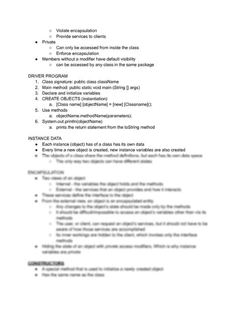 SOLUTION Anatomy Of A Class In Java Files Outline Studypool