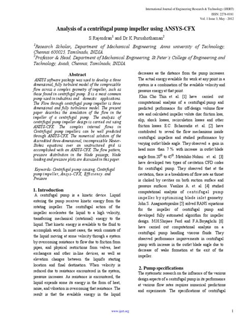 Pdf Analysis Of A Centrifugal Pump Impeller Using Ansys Cfx Dokumen