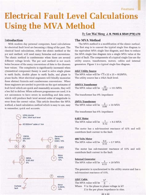 Electrical Fault Level Calculation Using Mva Method Pdf