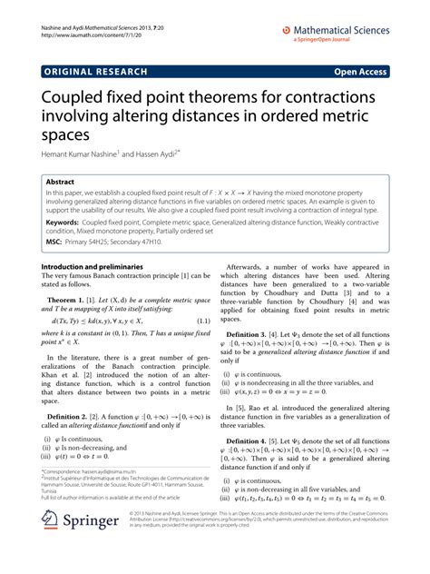 Pdf Coupled Fixed Point Theorems For Contractions Involving Altering