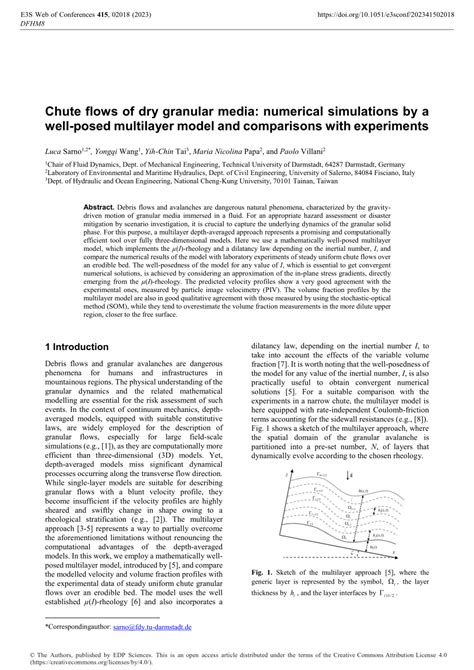 Pdf Chute Flows Of Dry Granular Media Numerical Simulations By A Well Posed Multilayer Model