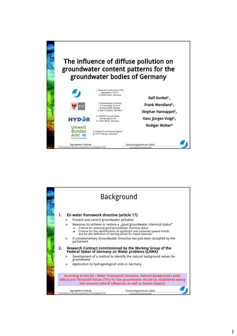 pdf the influence of diffuse pollution on groundwater content