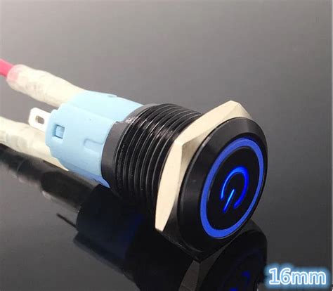 5 Set Self Locking Waterproof 16mm 6v12V24v220v Self Locking Push Button Power Black Metal