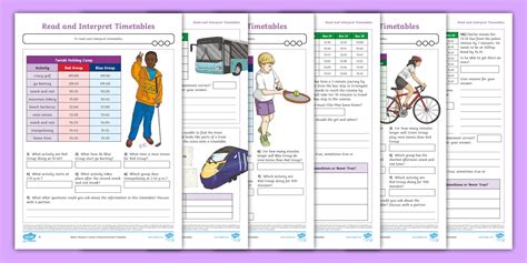 Read And Interpret Timetables Differentiated Maths Worksheets