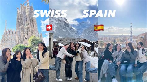 🇨🇭🇪🇸유럽에서 우리끼리 신난 Vlog🧡 스위스 그린델발트 피르스트 융푸라우 스위스 날씨 스페인 구엘공원 사그라다파밀리아 카탈루냐광장 바르셀로나대성당 해변 Youtube