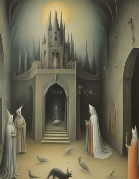 Surreal Art With People Making Rituals And Birds That Asserts The Power Of The Unconscious And