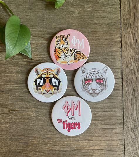 phi mu button set 4 3 buttons etsy