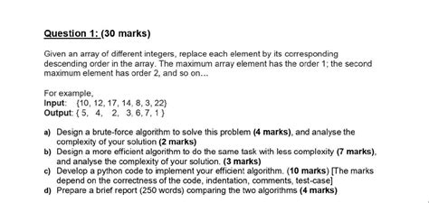 solved question 1 30 marks given an array of different