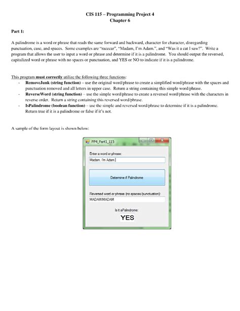 cis 115 programming project 4 chapter 6 part 1 a