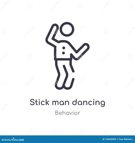 Stick Man Dancing Outline Icon Isolated Line Vector Illustration From Behavior Collection Stock