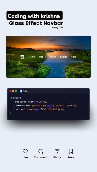 Glass Effect Navbar Using Css¦ Css Animation Navbar Html Frontend Webdevelopment Youtube