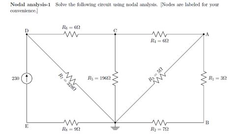solved nodal analysis 1 solve the following circuit using