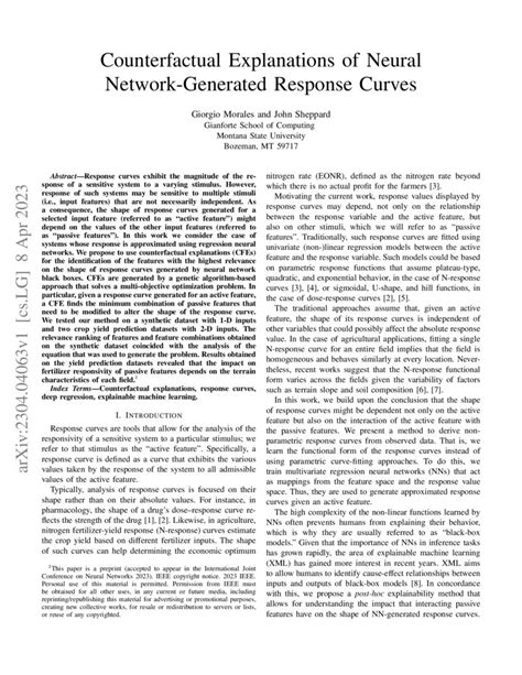 Counterfactual Explanations Of Neural Network Generated Response Curves